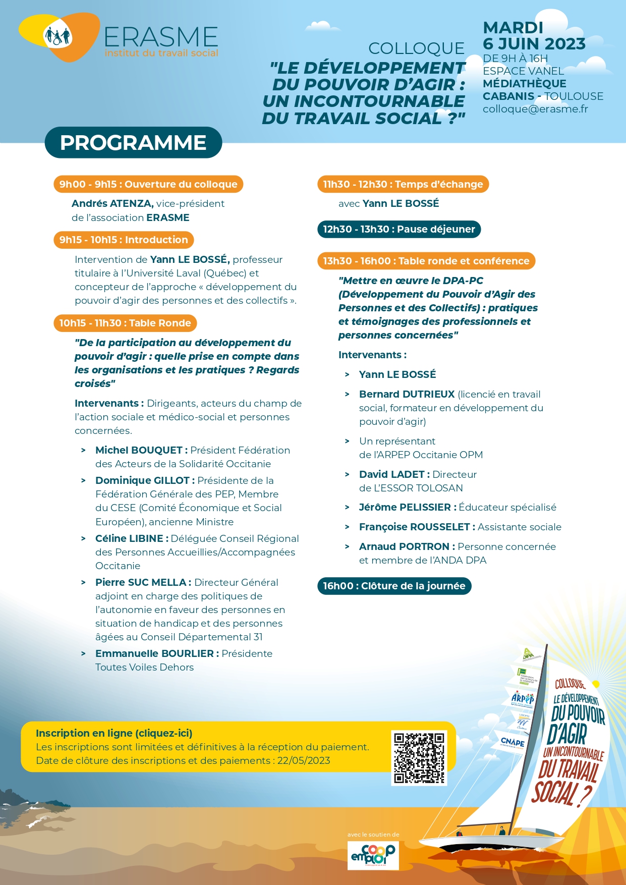 Colloque Développement du pouvoir d’agir 6 Juin 2023 | Erasme